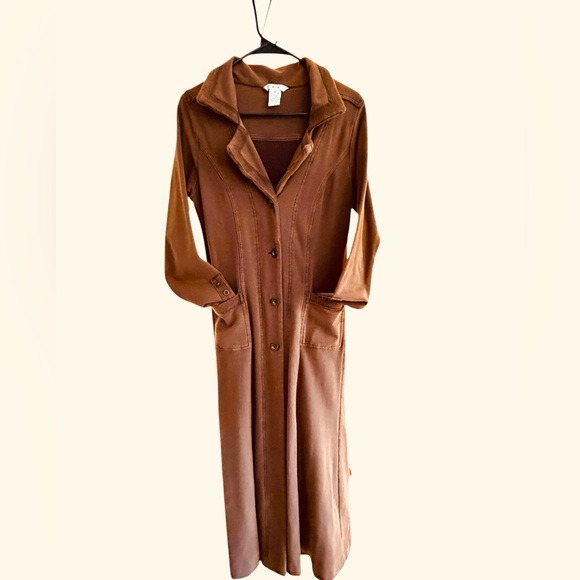 CAbi | Sweaters | Cabi Chocolate Brown Cotton Duster Coat Sm Longline ...